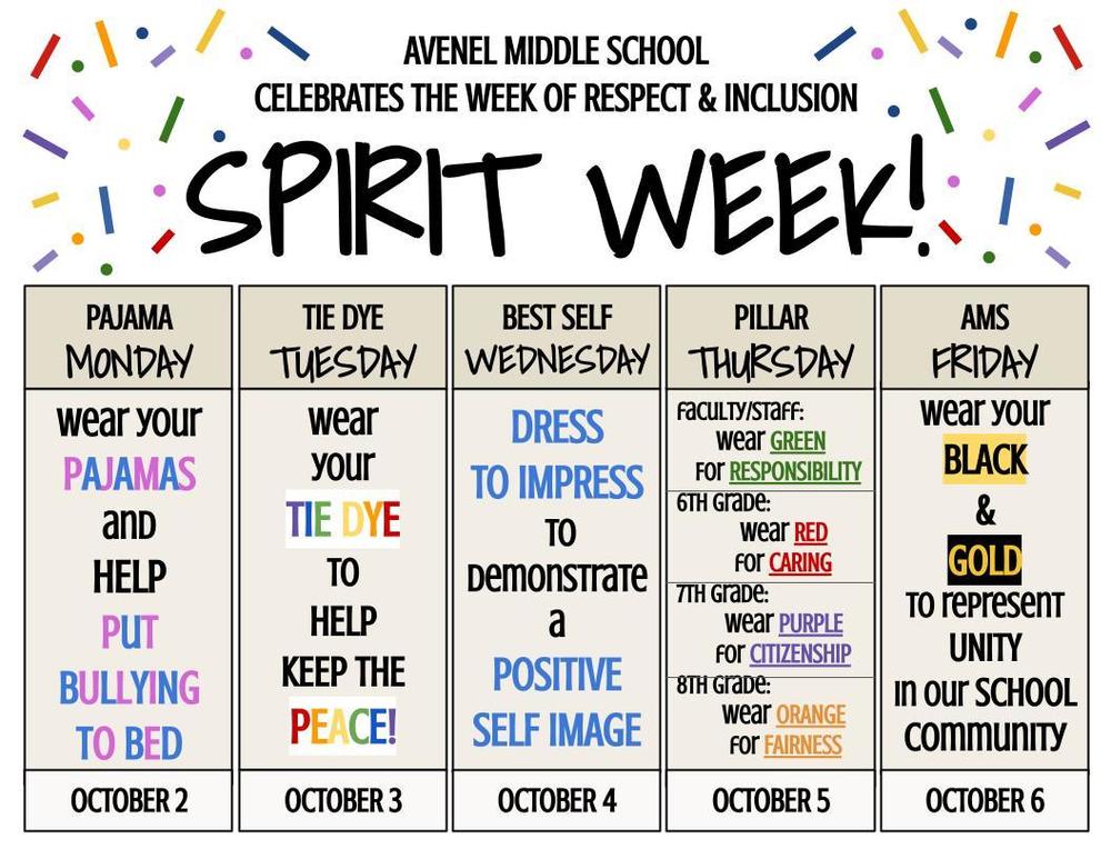 Spirit Week October 2nd | Avenel Middle School