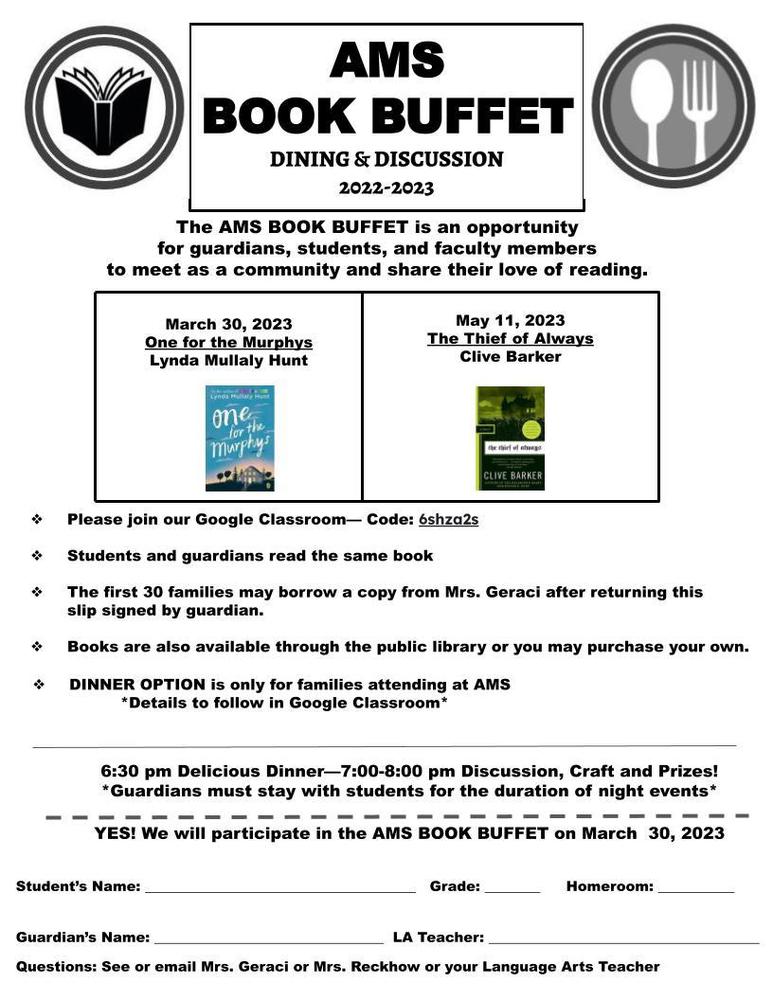 AMS Book Buffet 2023! | Avenel Middle School