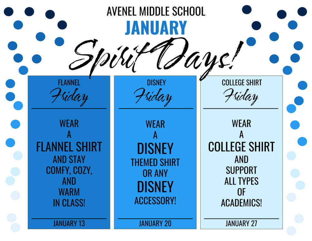 January 2023 Spirit Days | Avenel Middle School