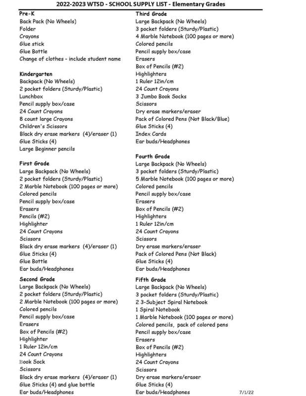 2022 2023 School Supply List Woodbridge Township School District 2022 2023 School Supply List Woodbridge Township School District